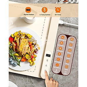 Warming Mat for Food, Home Essentials Food Warmer,6 Temperature and Timer Settings,Fast Heating, and Even Heat Distribution,Electric Warming Tray for Buffets, Parties, and Everyday Use
