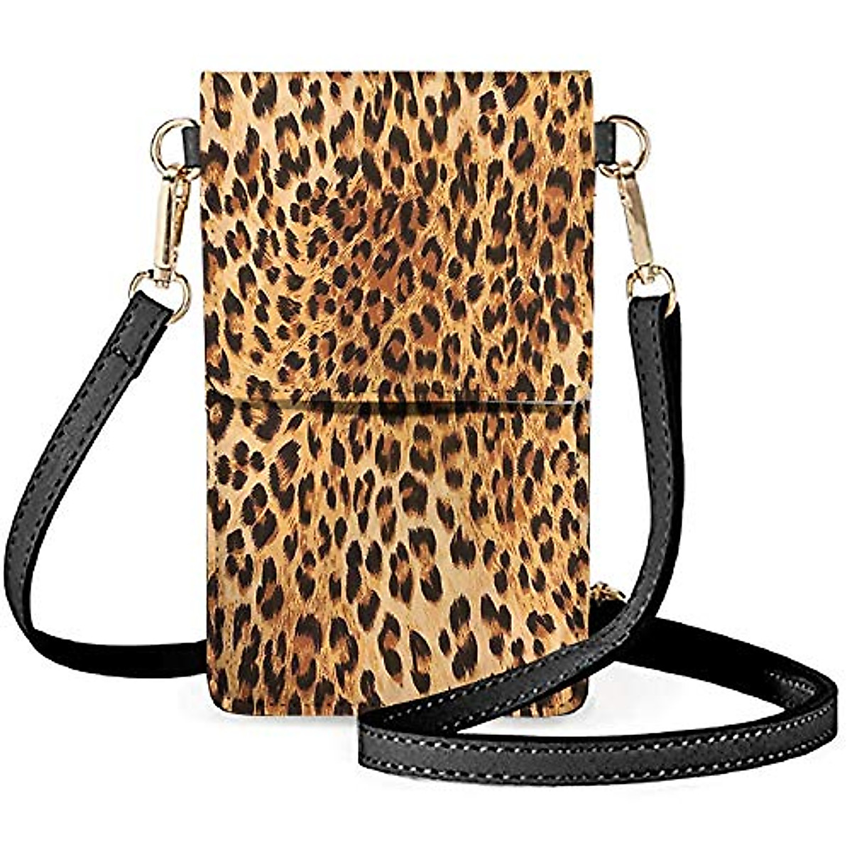 ZFRXIGN Leopard Print Crossbody Cellphone Purse for Women Men Touchscreen Phone Bag with Credit Card Holder Clutch Shoulder Satchel Trendy Cheetah