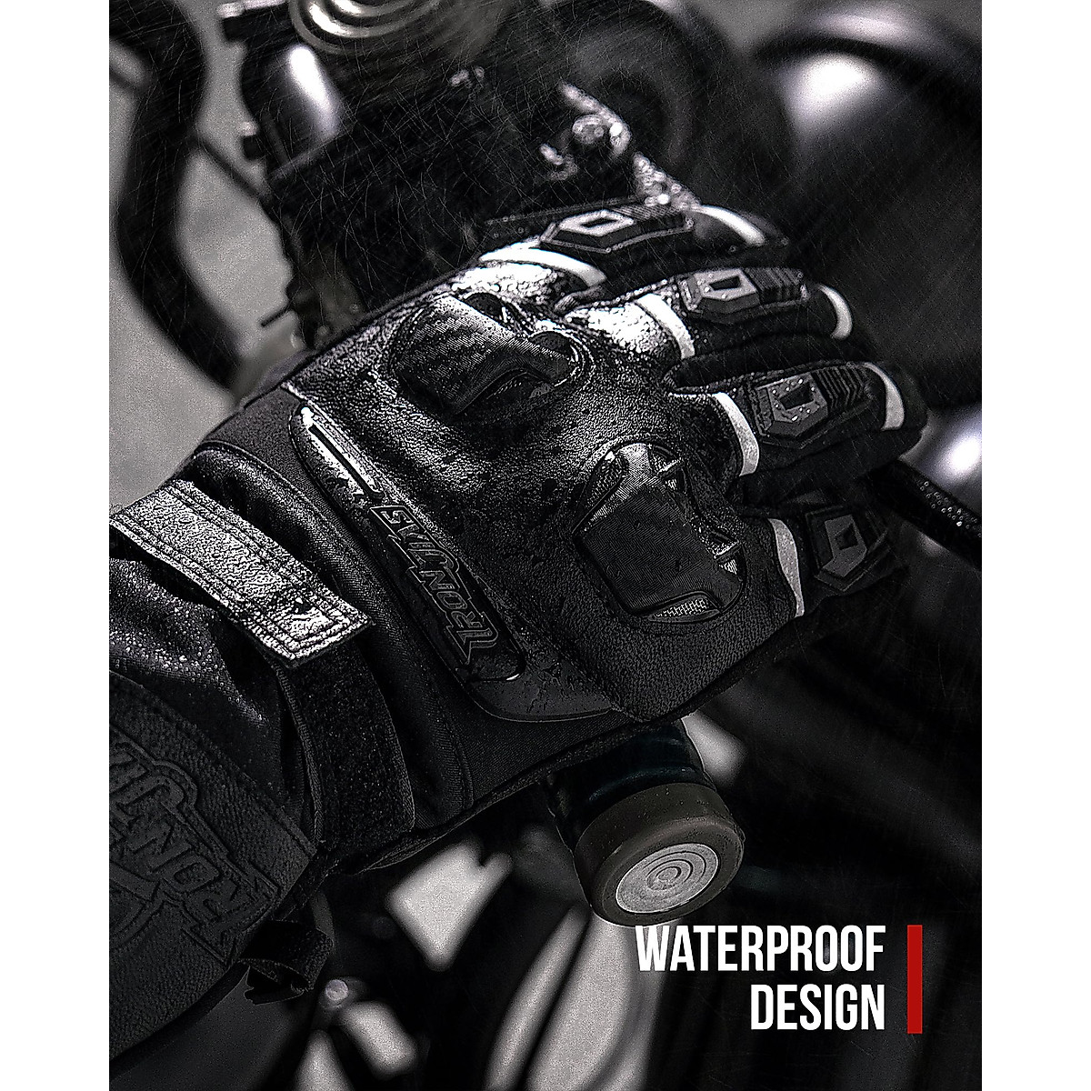 Winter Motorcycle Gloves Waterproof Windproof Warmth-Preserving Protective Gloves for Men and Women’s Cold Weather Riding (Black-regular, L)