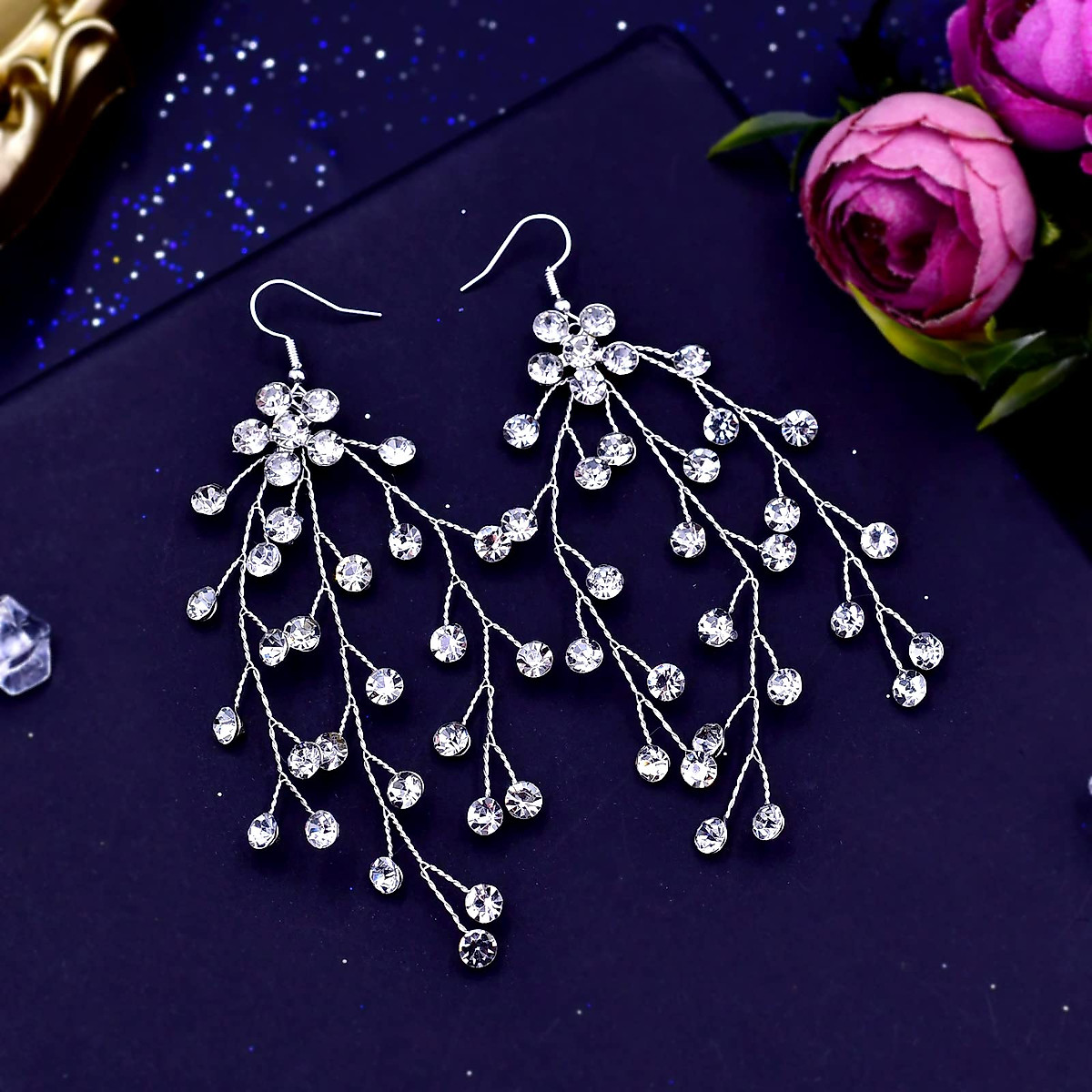 Bridal Wedding Headband Crystal Tiara Crown，Queen Tiaras and Crowns，Wedding Bride Crowns For Birthday Party Wedding Pageant Hair Accessories (Silver/Crown + necklace + Earrings)