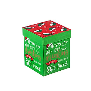 Cypress Home Beautiful Christmas He Sees You When You're Drinking Metallic Stemless Wine Glass - 4 x 5 x 4 Inches Indoor/Outdoor home goods For Kitchens, Parties and Homes