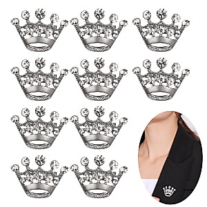 Tinksky 12pcs Fashion Diamante Wedding Party Pageant Tiara Crown Corsage Brooch Pin for Wedding Valentine's Day Gift DIY (Silver)