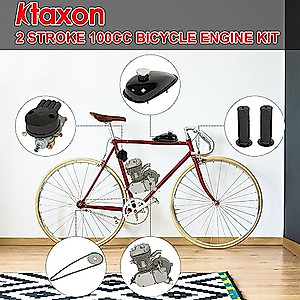 Ktaxon 100cc Bicycle Engine Kit, 2 Stroke Bike Engine Kit, Gas Bike Conversion Kit with Super Fuel-efficient, Powerful Engine for 26-28" Bikes (Silver)