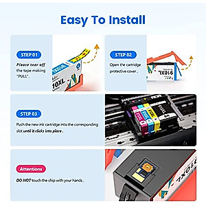 Topkolor Compatible HP 910XL Ink Cartridges Compatible HP Ink 910 Officejet Pro 8020 8020e 8025 8025e 8025e 8035 8035e 8028 8028e and OfficeJet 8022 8022e Printers, 4 Pack 910 XL Ink Cartridges