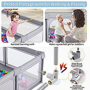 Large Baby Playpen for Babies and Toddlers, 80 x 60 Inches Baby Fence Activity Center with Zippers Gates*2 for Indoor & Outdoor, Sturdy Safety Baby Playpen with Breathable Mesh, Storage Bag