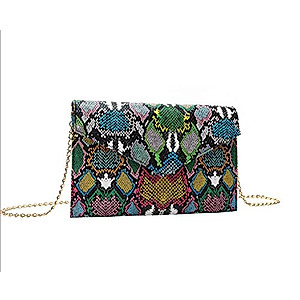 Dolce Na Women Snakeskin Pattern Handbag Envelope Clutch Bag Retro Purse (Snakeskin(Blue))