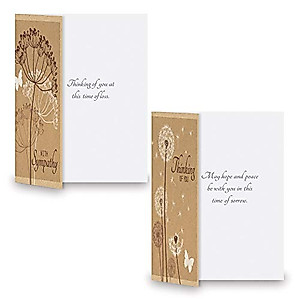 Kraft Sympathy Greeting Cards - Set of 8 (4 designs), Large 5" x 7", Sympathy Cards with Sentiments Inside, Includes White Envelopes…