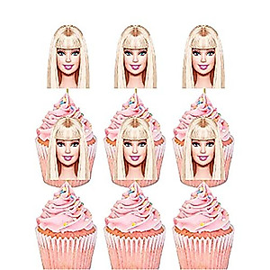 Birthday Party Favors for Barbie ,Supplies Cake Toppers decoration 24PCS pink decor pink girls party supplies