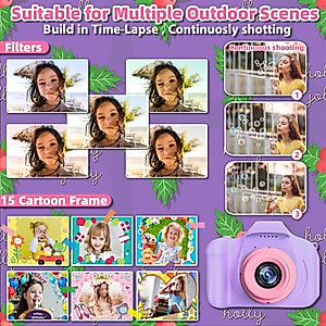 Miiulodi Kids Waterproof Camera - Birthday Gifts for 3 4 5 6 7 8 9 10 Year Old Girls 2 Inch IPS Screen Underwater Action Camera with 32 GB SD Card, Pool Toys for Kids Age 8-12 Pink