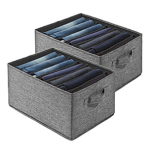 Mayniu Wardrobe Clothes Organizer for Folded Clothes, Closet Organizers and Storage with 7 Large Grids for Jeans, Sweater, Pants, T-shirt, Thin Coat, Dress, Foldable and Stackable (2 Pack)