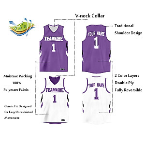Custom Men Boy Reversibe Basketball Jersey 90s Hip Hop Athletic Shirts Personalized Printed Name Number