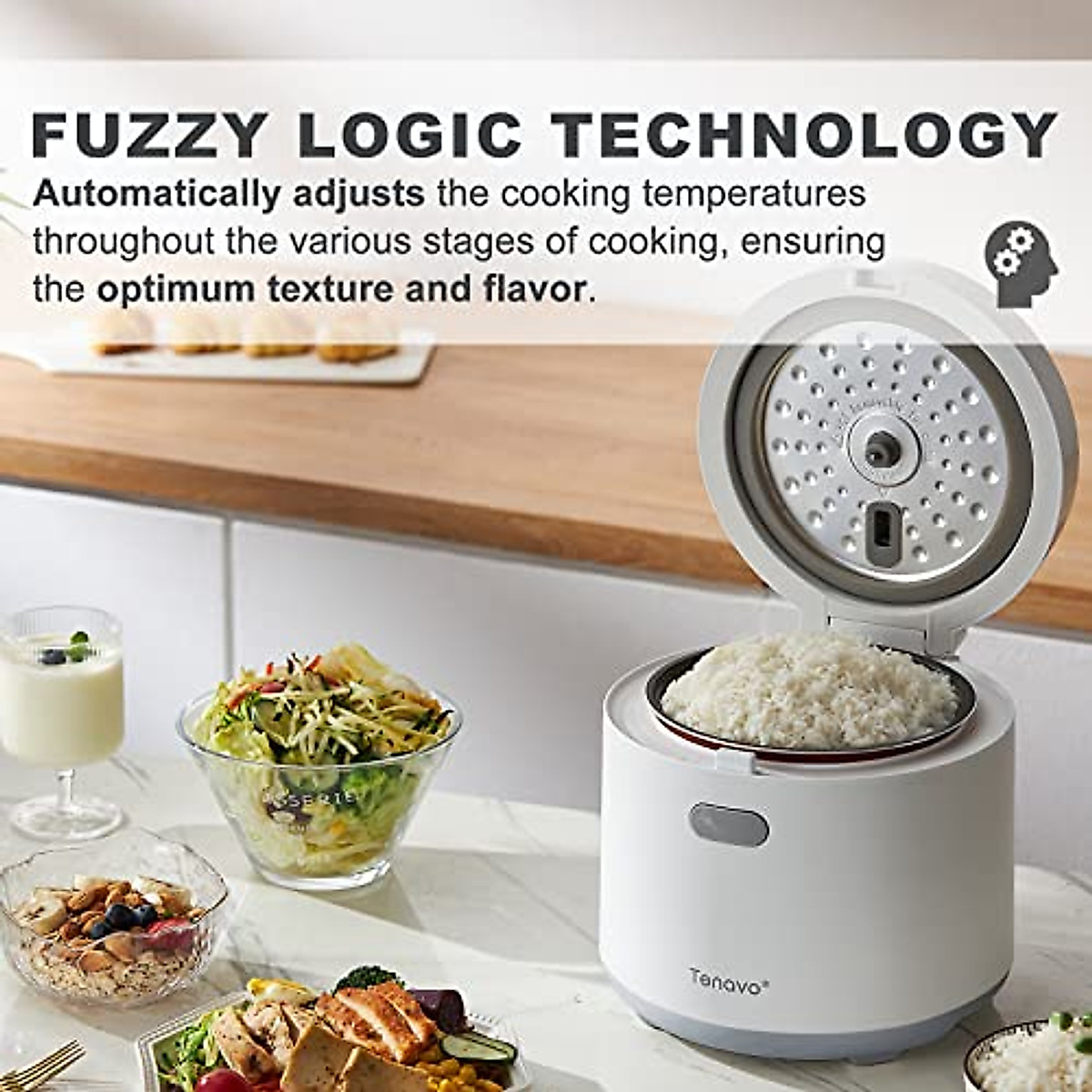 Tenavo Small Rice Cooker 3 Cups Uncooked,1.6L Rice Cooker Small, Portable Rice Cooker Small for 2-4 People, Mini Rice Cooker, Multi-cooker for Brown Rice, White Rice, Quinoa, Steel Cut Oats, and Grains, Touch Control, 400W, Black