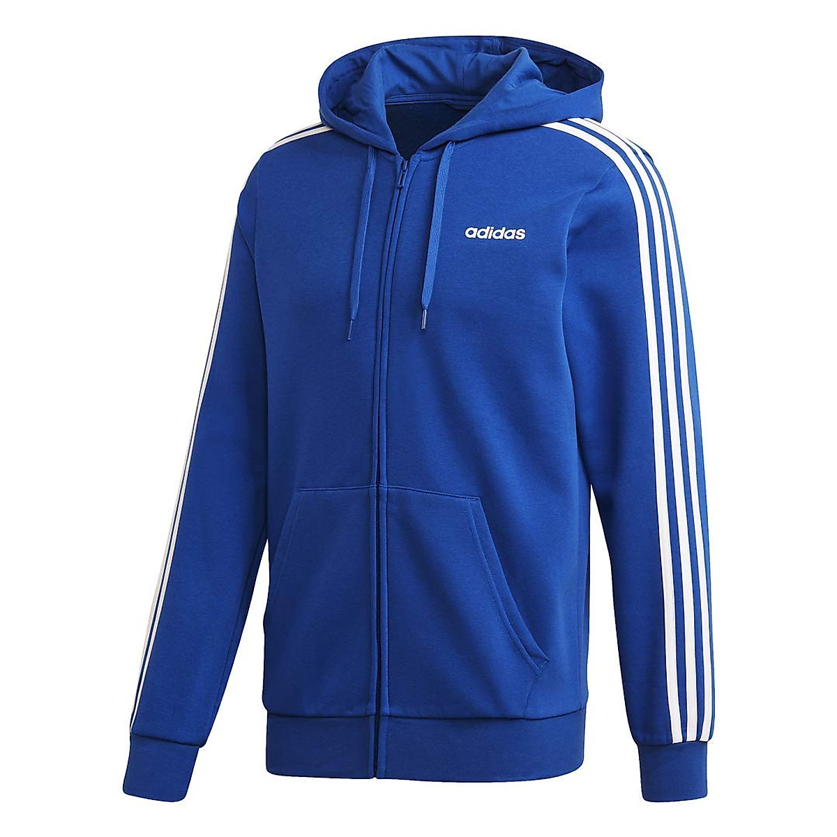 adidas Male Essentials 3-Stripes Full-Zip Fleece, Team Royal Blue/White , L