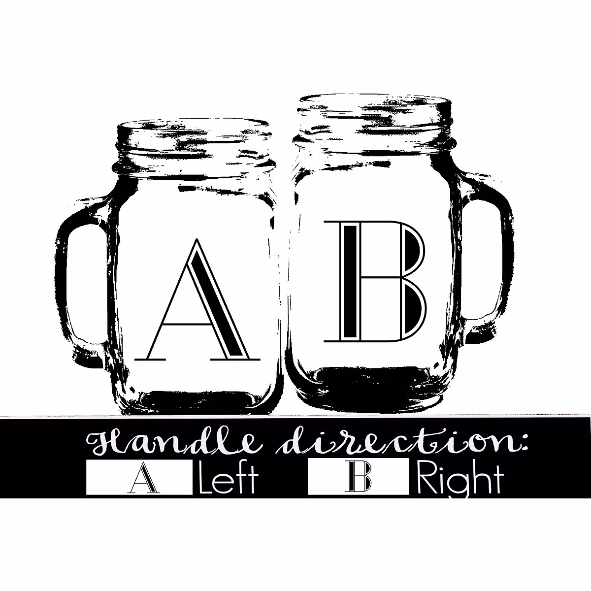 Eat Drink and Be Married Set of 2 Personalized Mason Jars Drinking Mugs with Handle Mr and Mrs Name Date Wedding, Engagement Party Gift Favor Newlyweds His and Hers Couple Gift Idea Barn Theme (16 Oz)