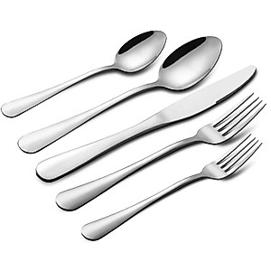 Silverware Set, 40-Piece Flatware Set, Stainless Steel Home Kitchen Hotel Restaurant Tableware Cutlery Set, Service for 8,Include Knife/Fork/Spoon,Mirror polished, Dishwasher Safe