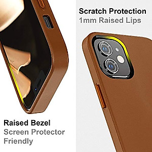 SURPHY Faux Leather Case for iPhone 12 case and iPhone 12 Pro case 6.1 inches 2020, Faux Leather Case Cover (with Microfiber Lining) Designed for iPhone 12 & 12 Pro (Brown)