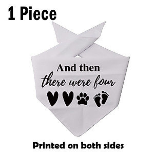 PWHAOO 1 Piece Baby Announcement Dog Bandana And Then There Were Four Dog Bandana New Baby Gift Pregnancy Gift (Were Four white)