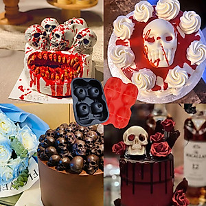 ice Cube Trays Silicone (Set of 4) Whiskey Ice Ball Mold, Large Ice Ball Maker Mold, grimace Ice Cube Mold, Halloween Ice Cube Mold, Tray for Cocktails & Bourbon Easy Release BPA Free (Black)