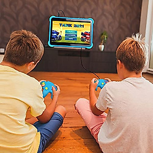 Kids Tablet 10 inch Tablet for Kids with Gamepad Case Included,Toddler Tablet 2GB 32GB WiFi Dual Camera HD Touch Screen Android 11 Kids Learning Tablet Parental Control YouTube ABC Mouse Blue