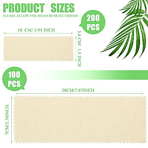 300 Pcs Natural Muslin Epilating Face Wax Strips Hair Removal Eyebrow Precut Waxing Strips Body Facial Cotton Wax Cloth Strip for Women Men (4 x 1.5 Inch, 8 x 2.8 Inch)