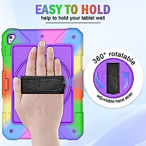 BMOUO Case for iPad 6th/5th Generation Case (9.7 inch, 2018/2017), 360°Rotating Stand, Hand/Shoulder Strap Shockproof iPad 9.7” Case for iPad Air 2, Purple