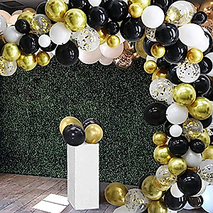 123 Pack Gold Black Balloon Arch Garland Kit, White Gold Black Confetti Balloons for Graduation Party Wedding Birthday Baby Shower Decorations