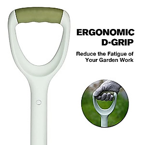 Worth Garden Shovels for Digging, 42" Short Garden Spade Shovel Round Point for Gardening & Planting, Stainless Steel Square Border Spade Heavy Duty with Plastic-Coated Steel Handle