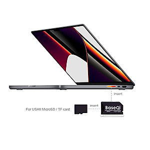 BASEQI UHS-II Aluminum microSD Adapter for 2021 M1 MacBook Pro 14 & 16” (Space Gray)