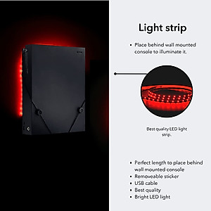FLOATING GRIP USB LED Light Strip Mood Lighting Accent & Gamer Decor for Video Gaming Consoles & Game Rooms - Compatible with PlayStation or Xbox - Adhesive Strips (0.5 Meter, Red)