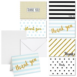 Juvale 144-Pack Bulk Thank You Cards Set with Envelopes, Blank Inside for Birthday Party, Baby Shower, Wedding, Employee Appreciation, All Occasions, 6 Assorted Designs (4x6 in)