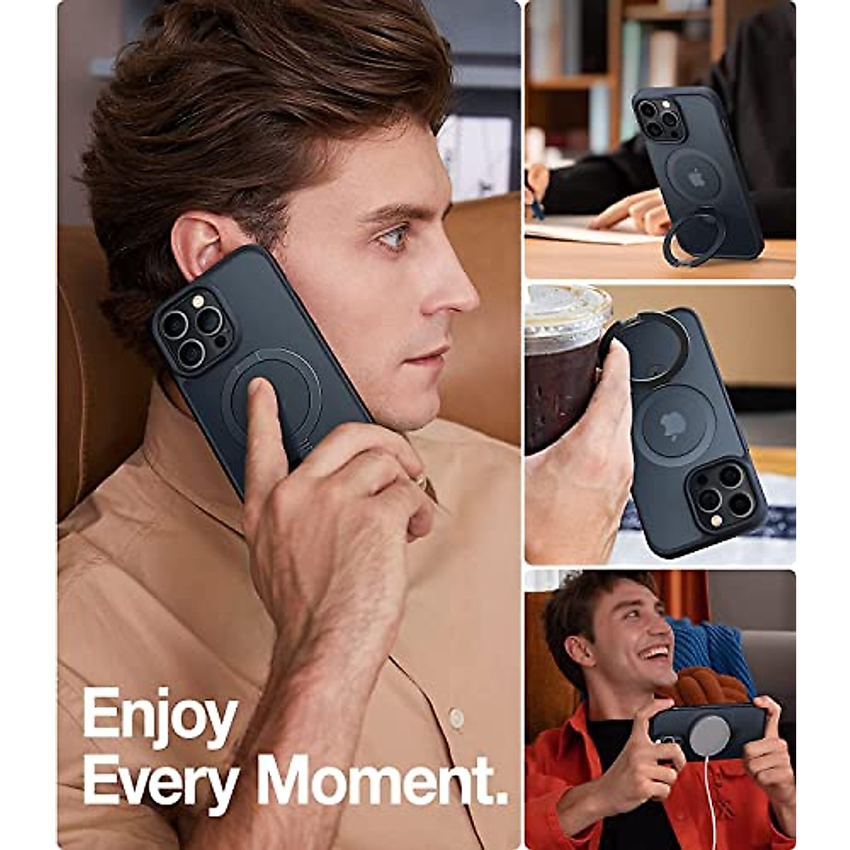 TORRAS Magnetic for iPhone 14 Pro Max Case [Compatible with Magsafe] with Stand, [Military Grade Drop Protection] Shockproof Translucent Back Slim Protective Phone Case (2022), Black