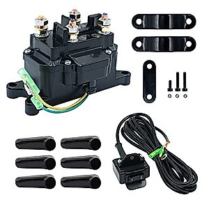 12V Winch Solenoid Relay Contactor, Warn Winch Rocker Thumb Switch Kit with 6 Protecting Caps for ATV UTV Replace Part# 63070 2875714 62135