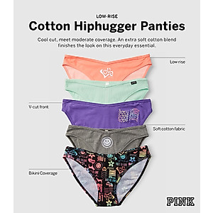 Victoria's Secret PINK Women's Cotton Bikini Underwear, Panties for Women, Love Pink Logo, (XL)