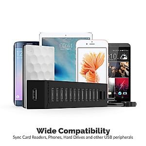 Sabrent 13 Port High Speed USB 2.0 Hub +Aluminum USB External Stereo Sound Adapter for Windows and Mac.