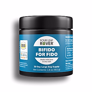 Four Leaf Rover: Bifido for Fido - Multi-Strain Dog Probiotics and Prebiotics for Immune Support - 50 Billion CFUs - 22 to 120 Day Supply, Depending on Dog’s Weight - Vet Formulated - for All Breeds