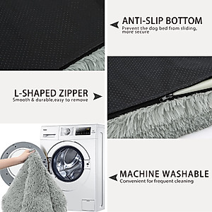 MIHIKK Extra Large Dog Bed, XL Orthopedic Egg Crate Foam Dog Bed with Removable Washable Cover, Waterproof Dog Mattress Nonskid Bottom, Comfy Anti Anxiety Pet Bed Mat, 41x29 inch, Gray