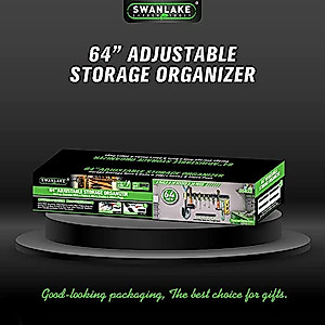 SWANLAKE 64 Inch Adjustable Storage System, Wall Mounted Hooks Tool Organizer，Garden Tool Hangers