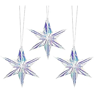 IGUO 6Pcs Paper Star Lantern Party Decorations,3D Handmade Paper Star Garland Frozen Theme for Bridal Shower Snow or Sea Theme Birthday Wedding