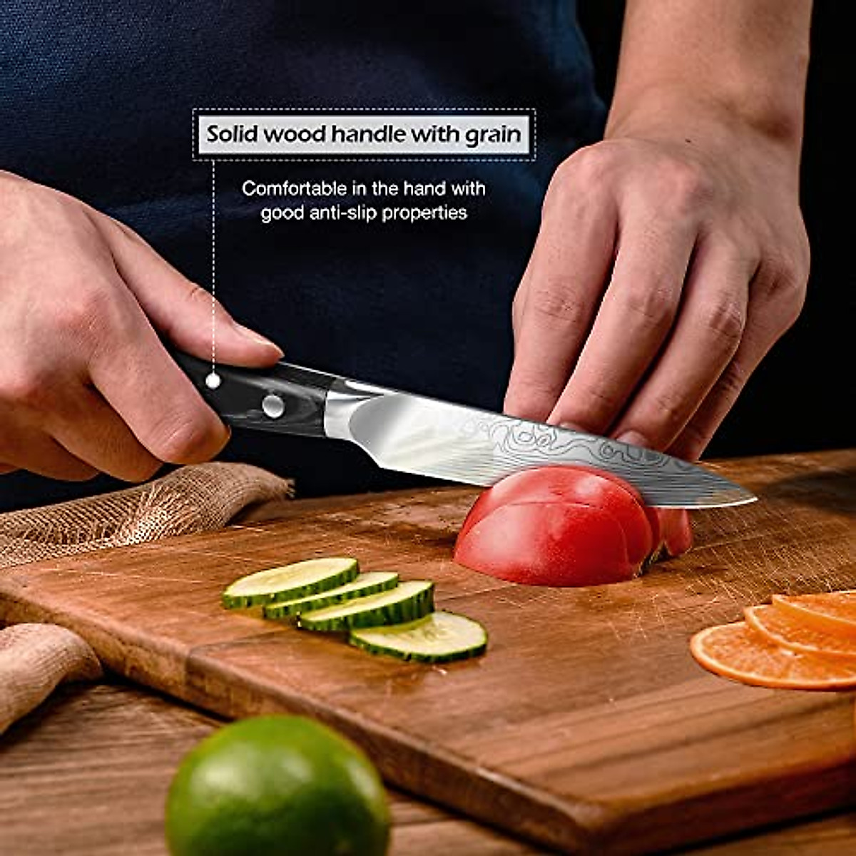 BESTERiSA Paring Knife -4 Inch Fruit Knife with Cover-High Carbon German Stainless Steel EN1.4116 Ultra Sharp Vegetable and Peeling Knif with Gift Box for Home Kitchen and Restaurant.