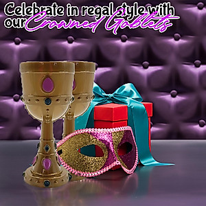 Fun Express Mardi Gras Molded Crown Goblets - 1 dozen