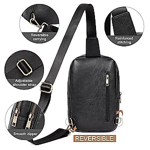 CLUCI Sling Bag for Men Crossbody Fanny Pack Leather Large Sling Backpack for Women Travel Hiking Outing Unisex