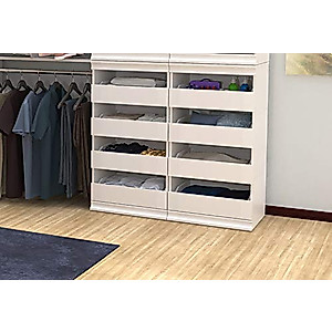 ClosetMaid Modular Storage Unit with 4 Drawers, Wood Closet Organizer, Stacking, Full Backer, Storage, Decorative Trim, White & 5062 All-Purpose Organizer, White