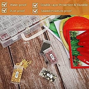 OPELETNNT 48 Slots Plastic Seed Storage Organizer Box in 2 Size,Transparent Reusable Seed Container Organizer with Label Stickers, Garden Seed Storage Organizer Container for Seeds, Plant, Vegetable