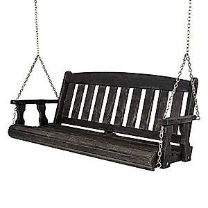 Amish Casual Heavy Duty 800 Lb Mission Treated Porch Swing with Hanging Chains (5 Foot, Semi-Solid Black Stain)