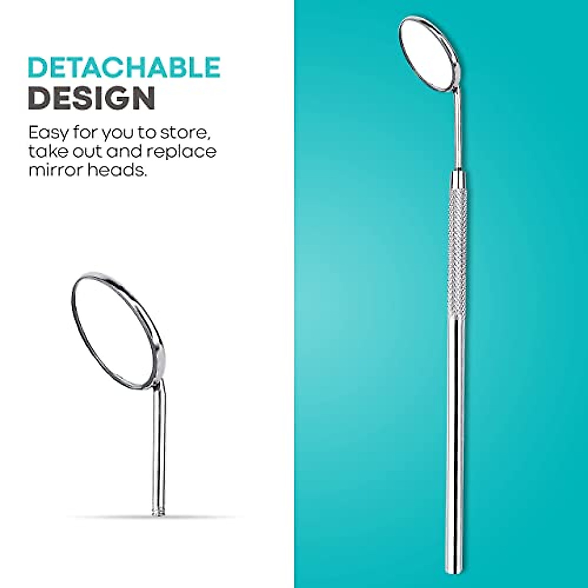 HOKIN Dental Mirror Number 5 Stainless Steel Professional Dentist Mirror with Two Removable Mirror Heads