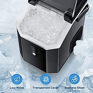 Xbeauty Nugget Ice Maker Countertop with Handle Up to 35lbs of Ice a Day,Self-Cleaning Nugget Ice Maker,Removable Ice Basket&Scoop for Home/Kitchen/Office/Party