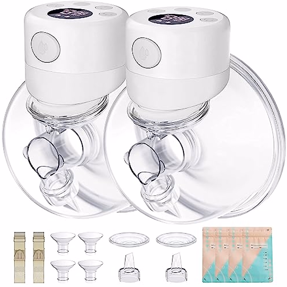 XIMYRA Breast Pumps, Double Wearable Breast Pump, Portable Hands Free Electric Breastpump Rechargeable Milk Extractor-24mm Flange with 2-21mm Inserts,2-19mm Inserts