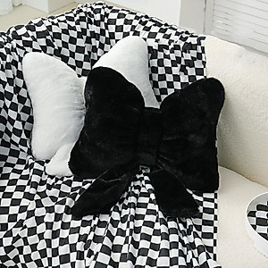 AGORUN Bow Pillow Throw Pillows Plush Cushion Decorative Aesthetic Home Decor Throw Pillows White
