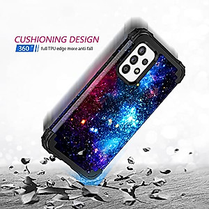 Miqala for Galaxy A53 5G Case,Glow in The Dark Three Layer Shockproof Hard Plastic+Silicone Rubber Protective Case for Samsung Galaxy A53 5G,Blue Sky