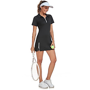 GGOV Womens Two Piece Tennis Golf Dress Active Athletic Exercise Sports Wear Dresses for Women with Pocket Separate Shorts Black